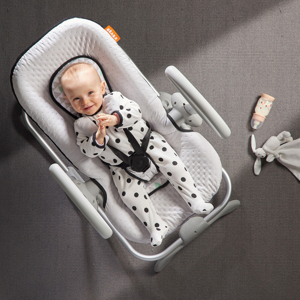 Transat bébé up and down 2 print grey / blue de Beaba sur allobébé