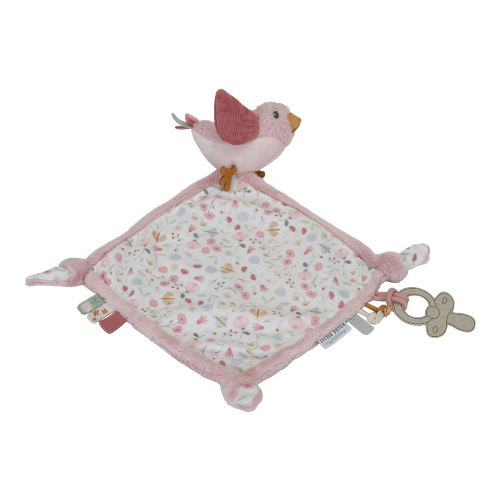 Doudou plat oiseau flowers & butterflies de Little dutch sur allobébé